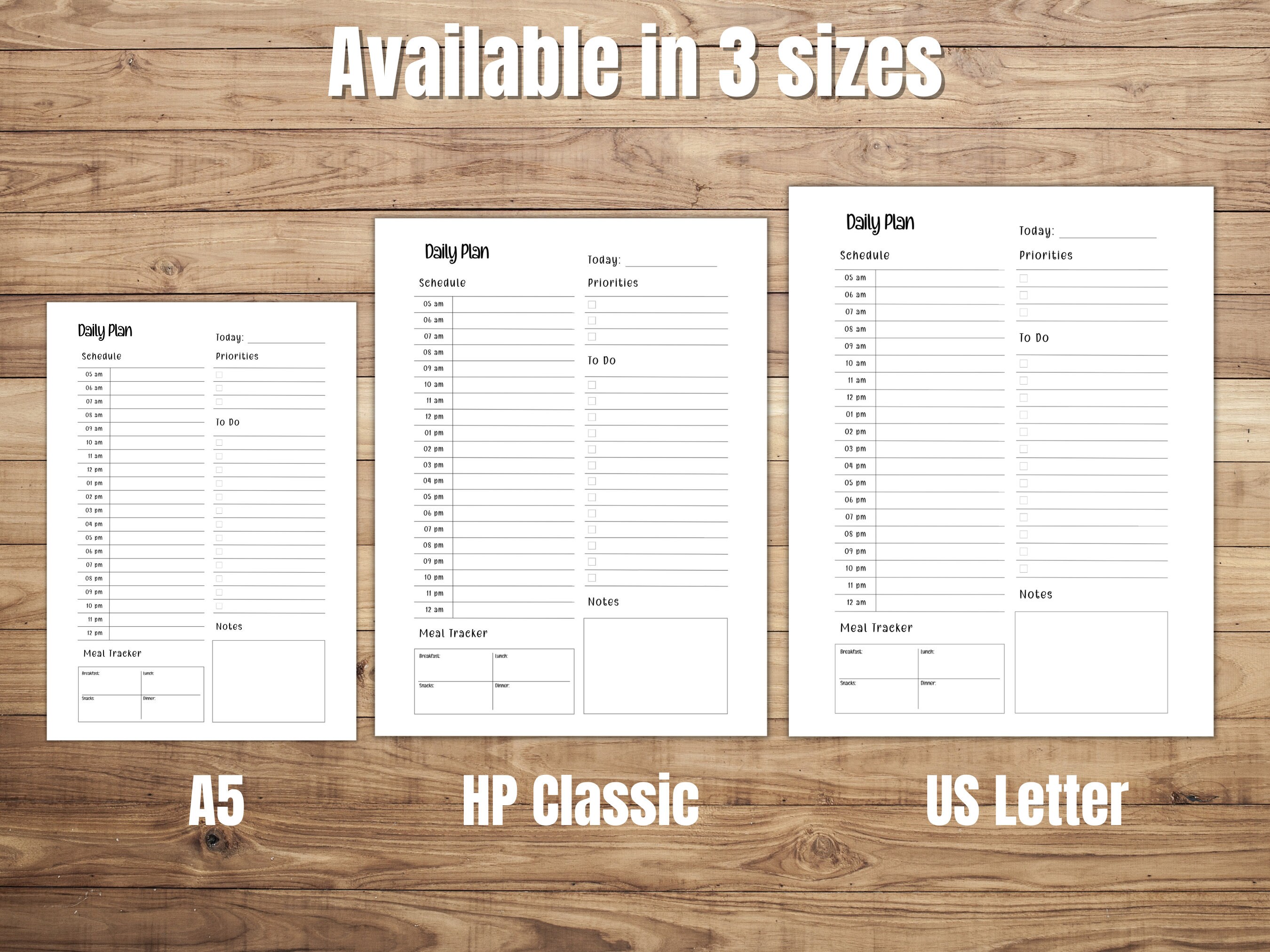 Daily Planner Insert Daily Journal Page L Simple Themed Planner ...