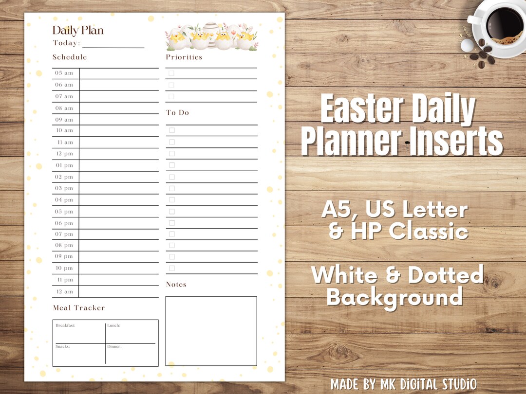 Daily Planner Insert Planner Daily Page L Easter Themed Planner ...