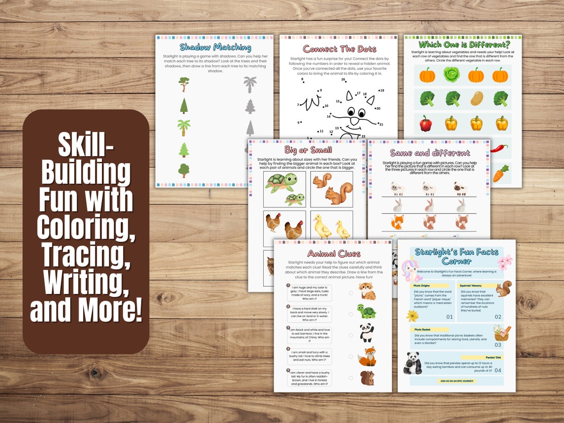 Kids Activity Book: Coloring, Tracing, Counting, Maze Games, Find the ...