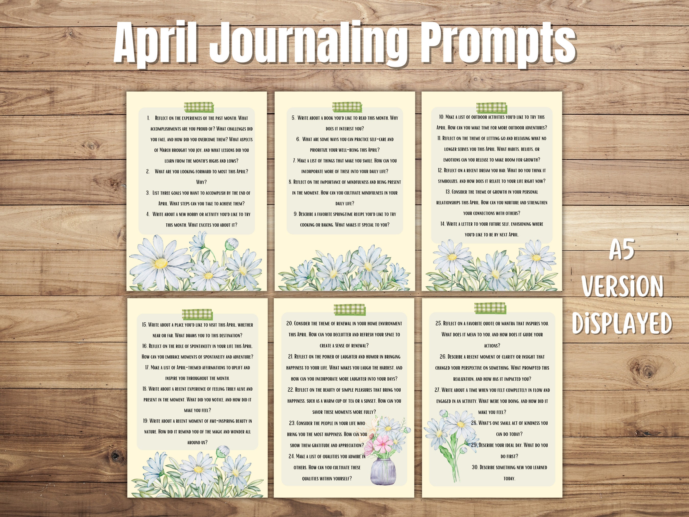 April Printable Journal Cards, Journal Prompts, Journaling Prompts ...