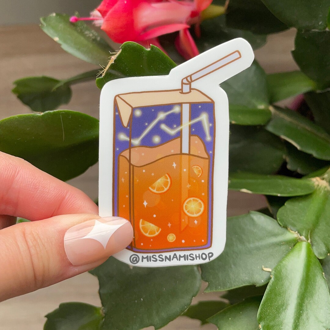 Juice Box Sticker | Orange Juice Box Sticker | Waterproof Vinyl Sticker ...