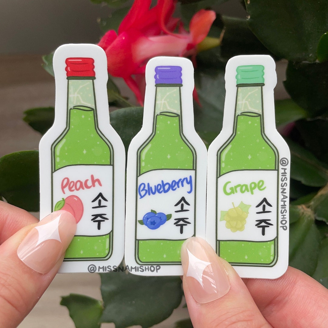 Soju Sticker Set (3pcs) | Peach Soju | Blueberry Soju | Green Grape ...