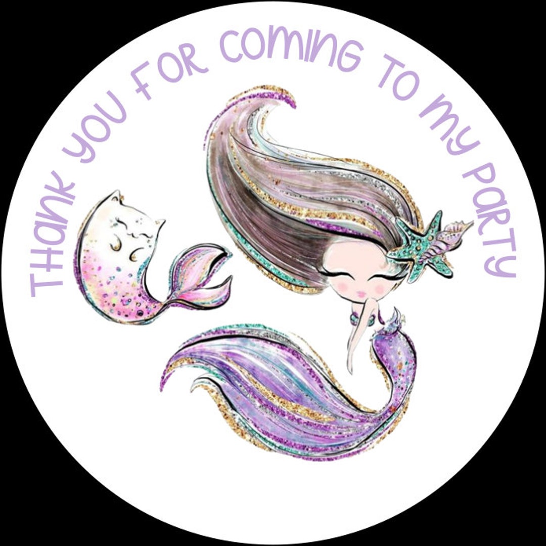 Mermaid, Party Stickers, Sweetcone, Party Bag, Thank You, Stickers - Etsy