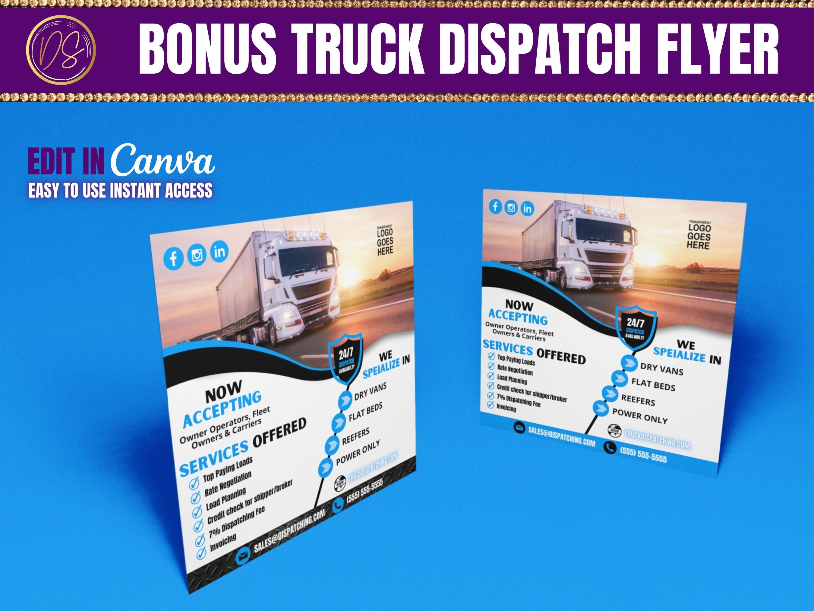 130 DIY Social Media Truck Dispatching Templates, Editable Canva ...