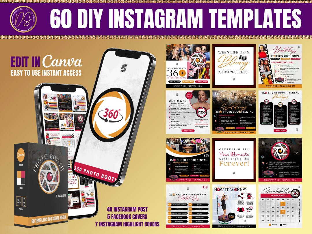 Photo Booth Social Media Templates: DIY Flyer Bundle (digital File) - Etsy