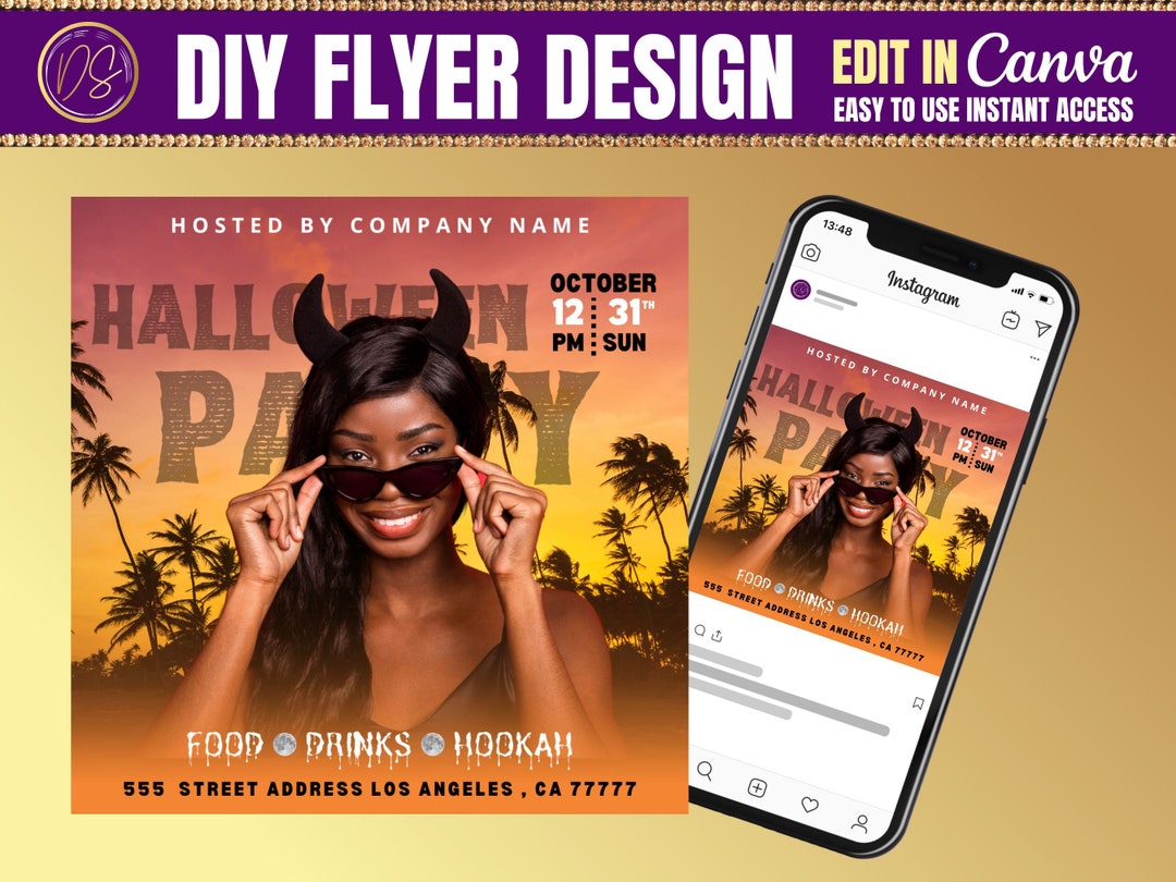 2 DIY Halloween Party Edible Flyer, Birthday Party, Club Event Flyer ...