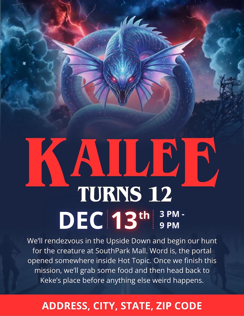 Stranger Things Birthday Invitation | Editable Canva Template | Party ...