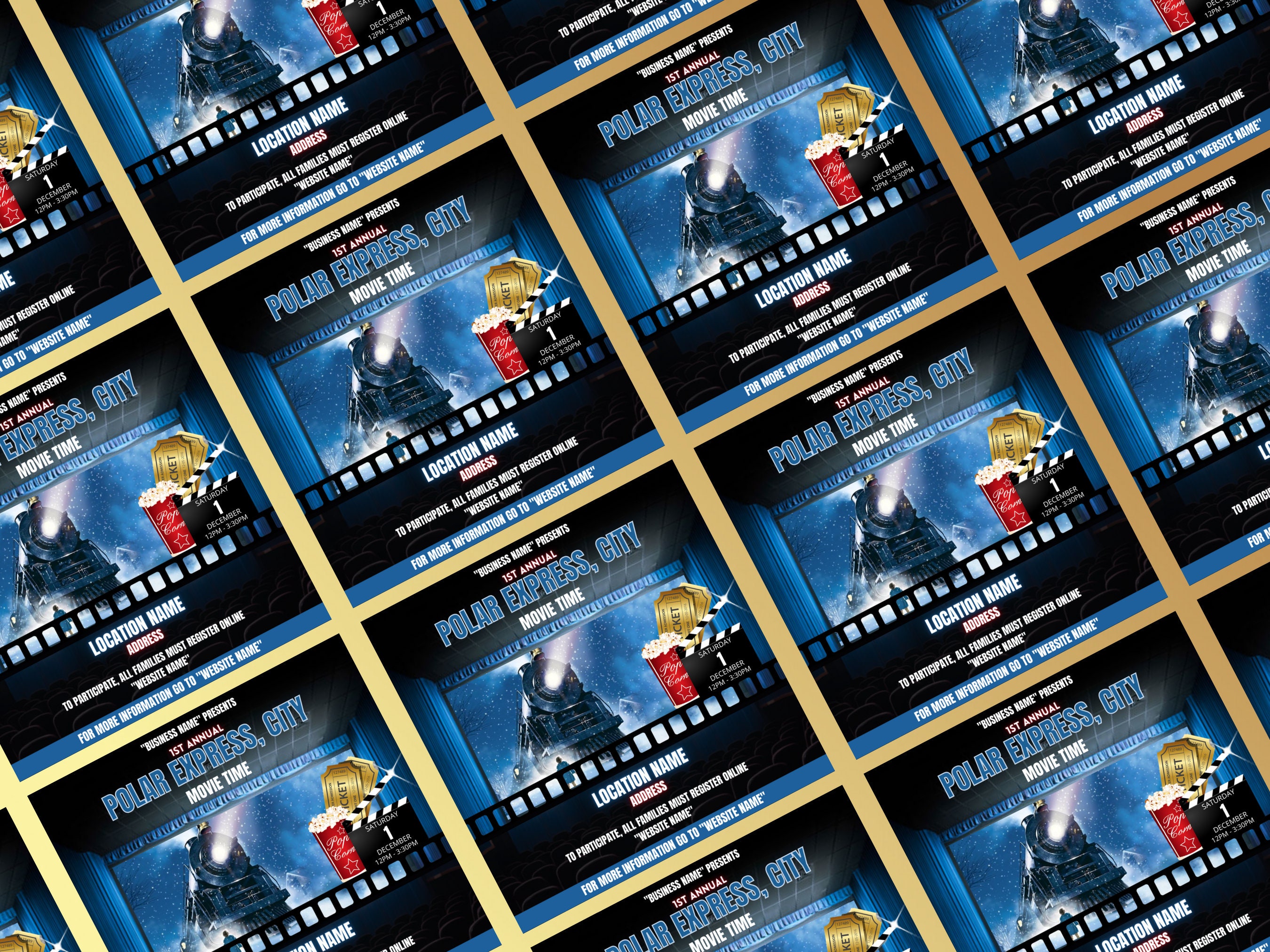 DIY Polar Express Flyer, Editable Movie Night Flyer, DIY Canva Template ...