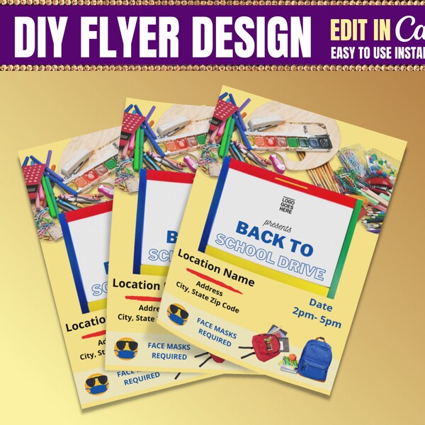 Backpack Drive Flyer - Etsy