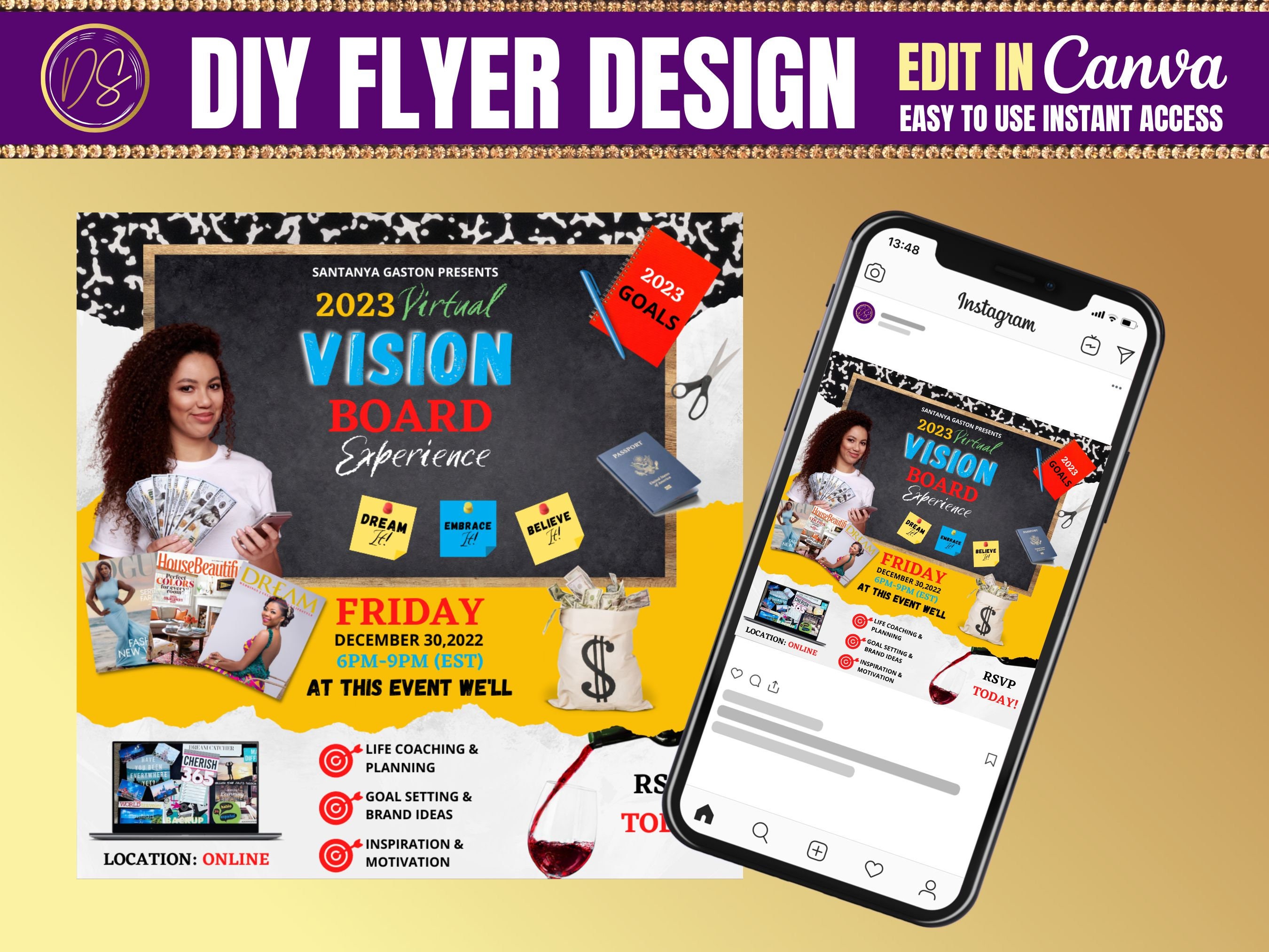 Vision Board Edible Flyer, Virtual Vision Board Party Flyer ...