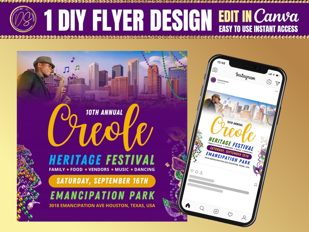 Houston Creole Heritage Festival Flyer - Etsy