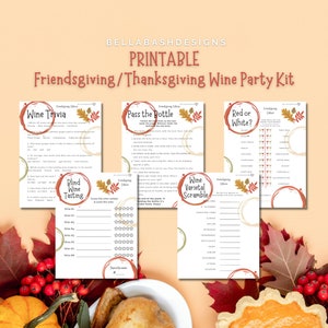 Thanksgiving Wine Tasting Printable, Friendsgiving Party, Wine Tasting ...