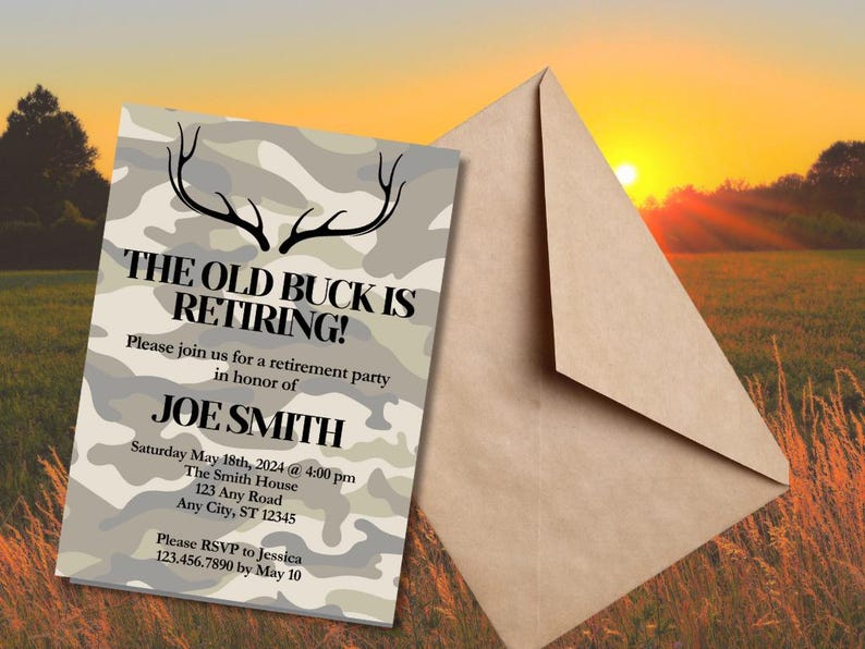 Hunting Retirement Party Invitation: Old Buck Invite (editable) - Etsy