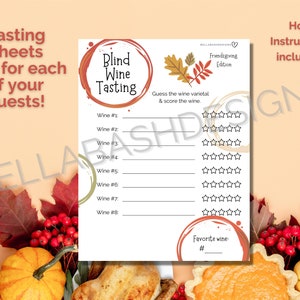 Thanksgiving Wine Tasting Printable, Friendsgiving Party, Wine Tasting ...