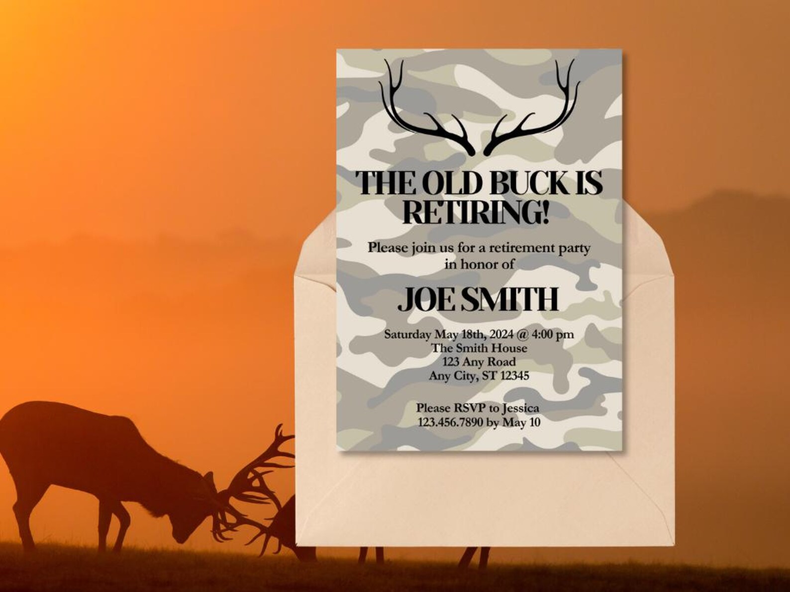Hunting Retirement Party Invitation: Old Buck Invite (editable) - Etsy