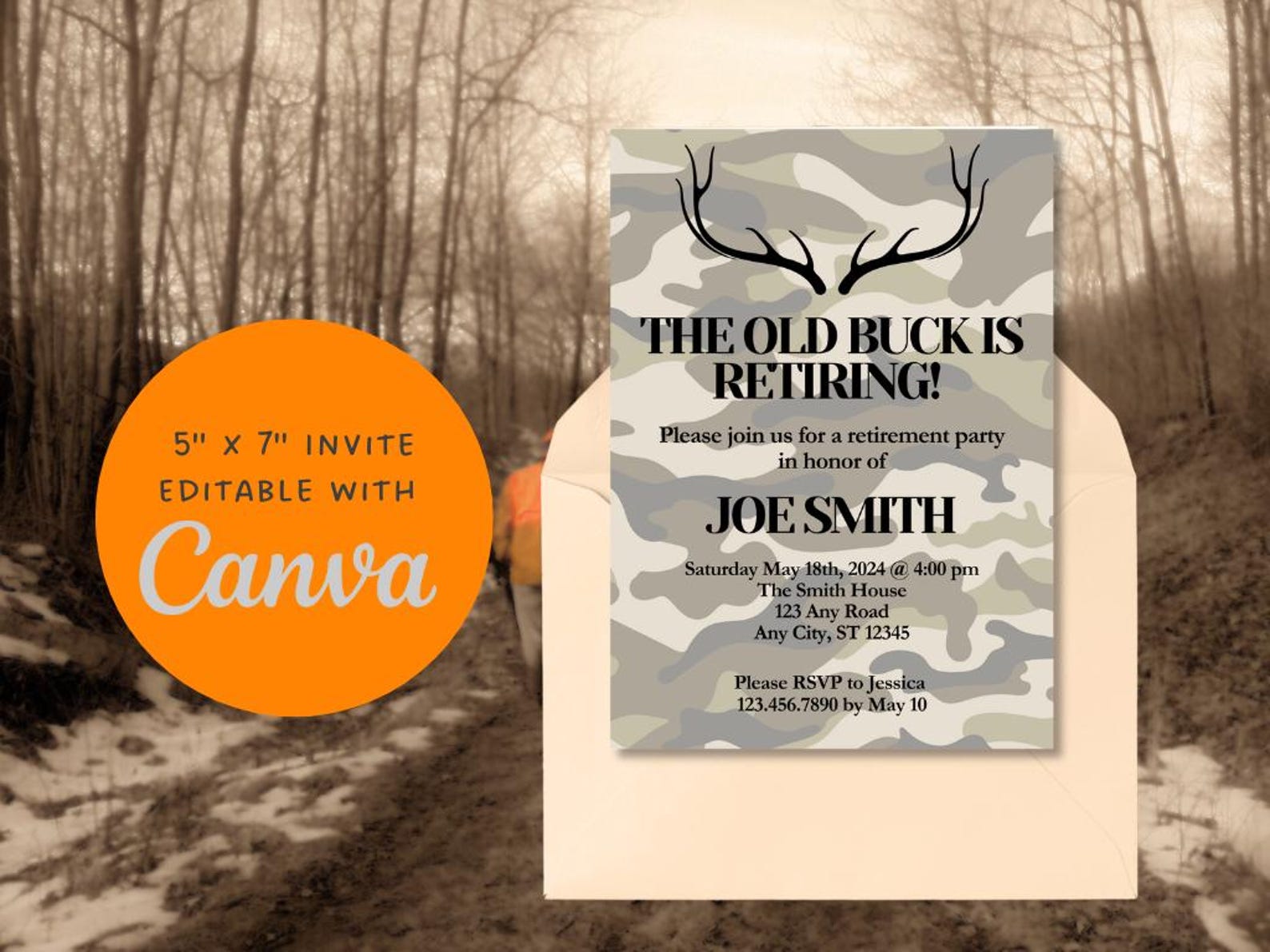 Hunting Retirement Party Invitation: Old Buck Invite (editable) - Etsy