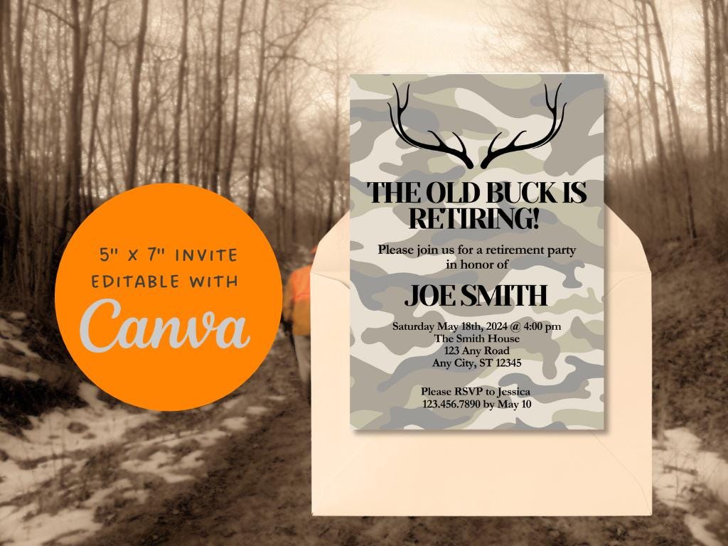 Hunting Retirement Party Invitation: Old Buck Invite (editable) - Etsy