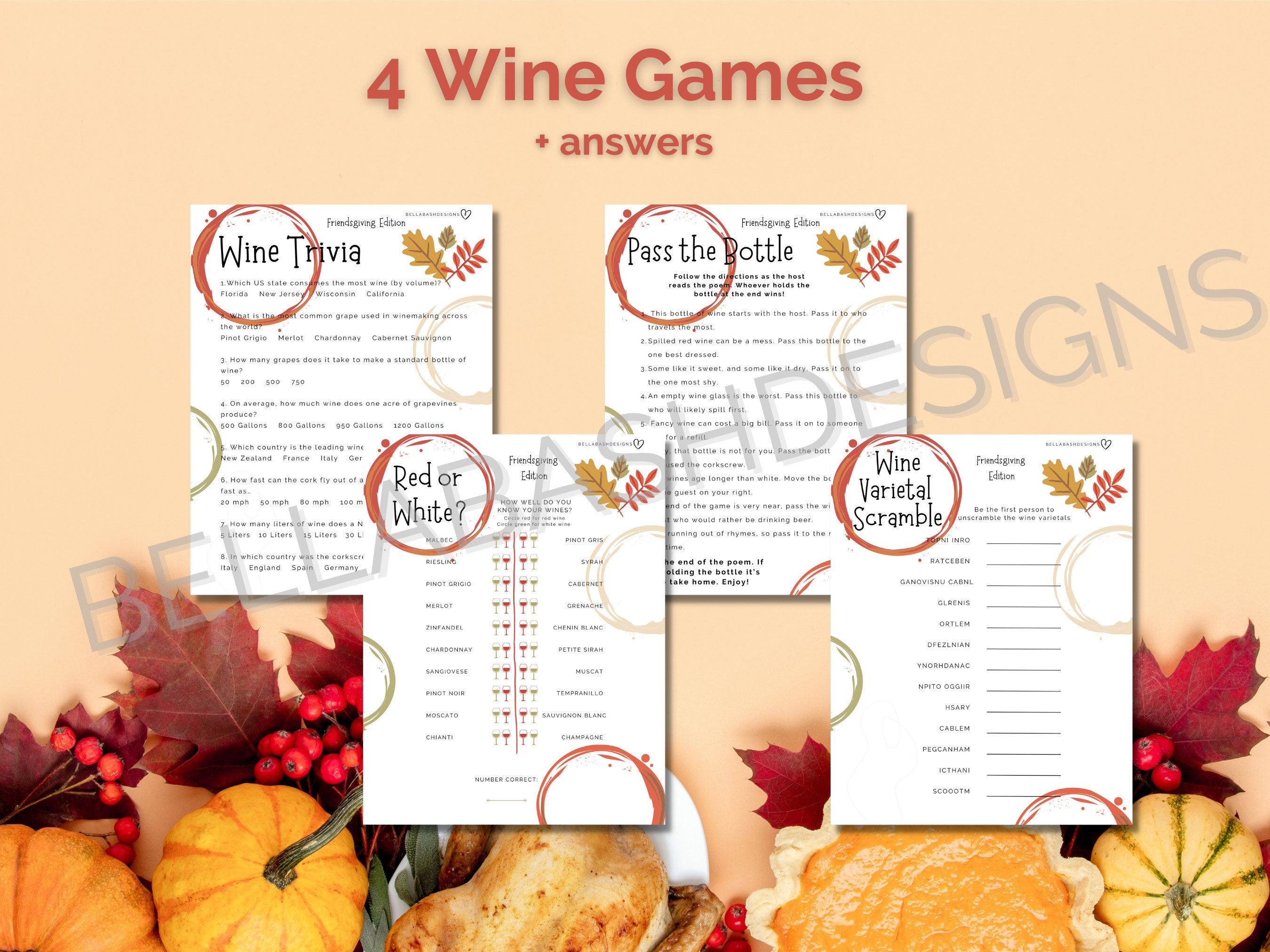Wine Tasting Printable Friendsgiving Thanksgiving Wine - Etsy