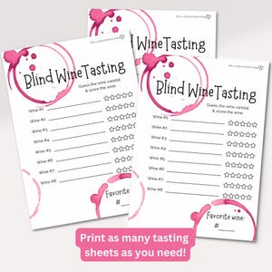 Blind Wine Tasting Cards & Wine Bottle Tags - Printable, Instant ...