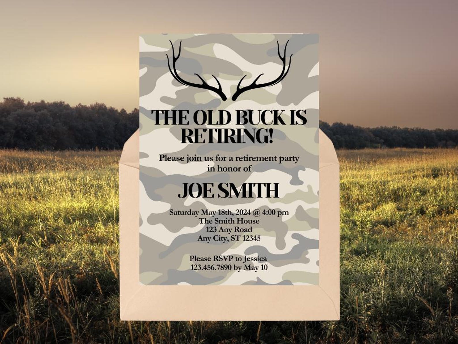 Hunting Retirement Party Invitation: Old Buck Invite (editable) - Etsy