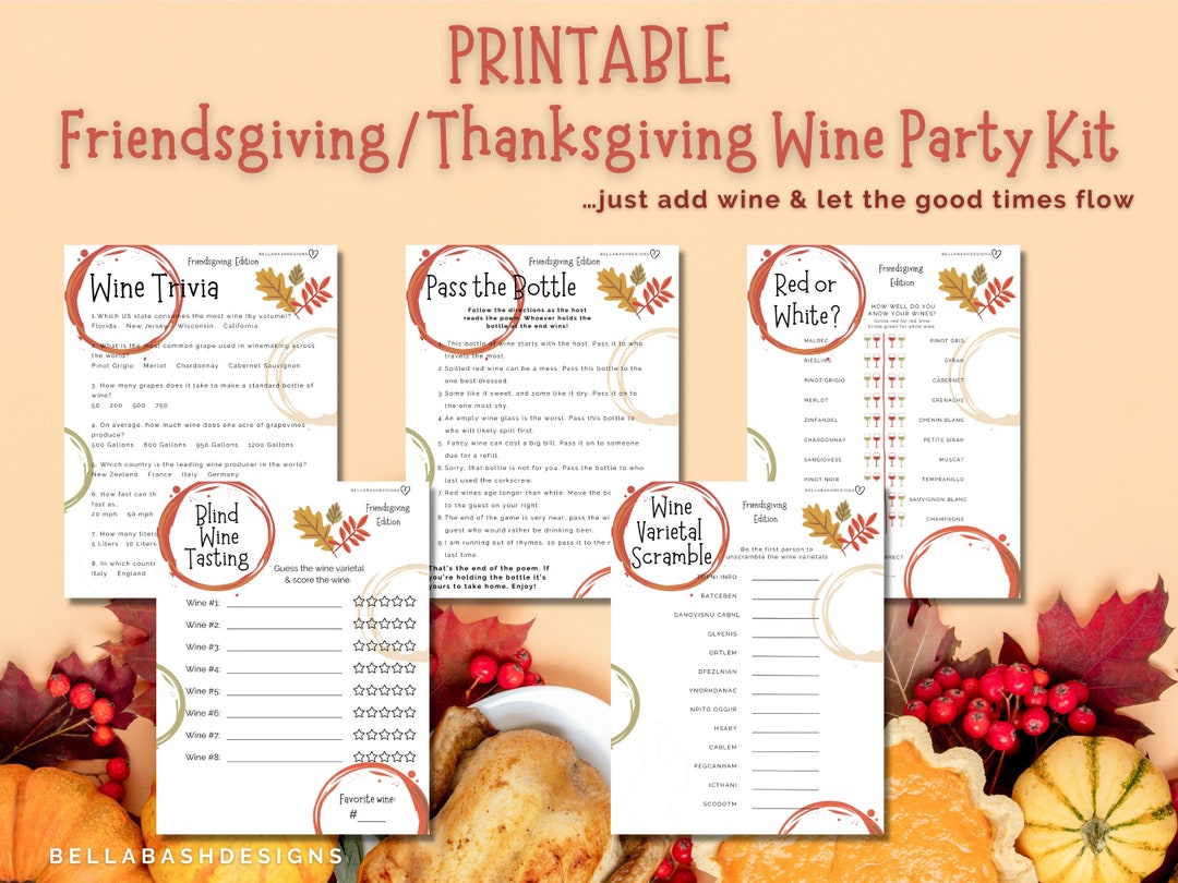 Wine Tasting Printable Friendsgiving Thanksgiving Wine - Etsy