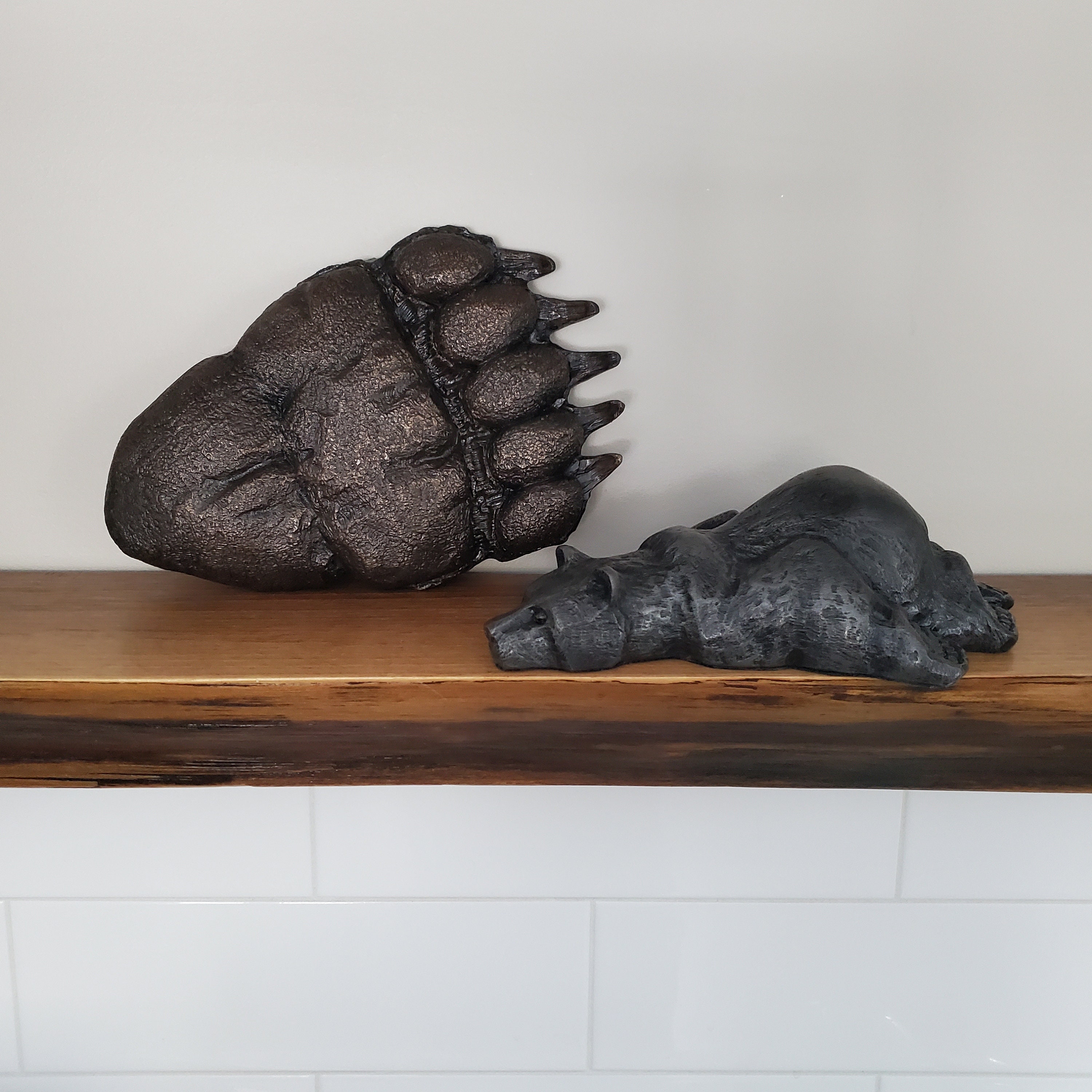 Left Back Bear Paw - Bear Claw - Bear Track - Cold Cast Bronze - Track ...