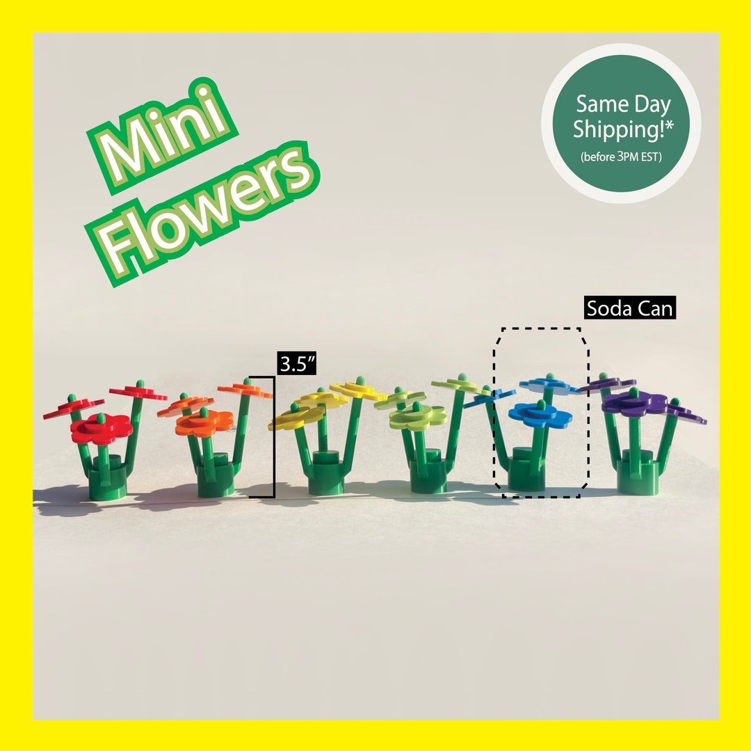 4-piece MINI Brick Flowers (3.5in Tall, 9cm, 3d Printed With Eco ...