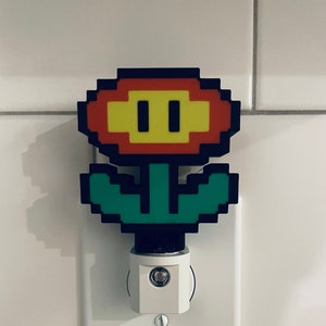 Fire Flower Pixel Art Night-light (3D Printed, Biodegradable Plastic ...