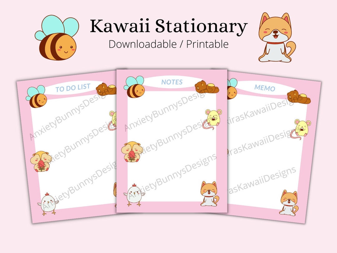 Kawaii Stationary Set Printable Stationary Paper Printable Writing ...
