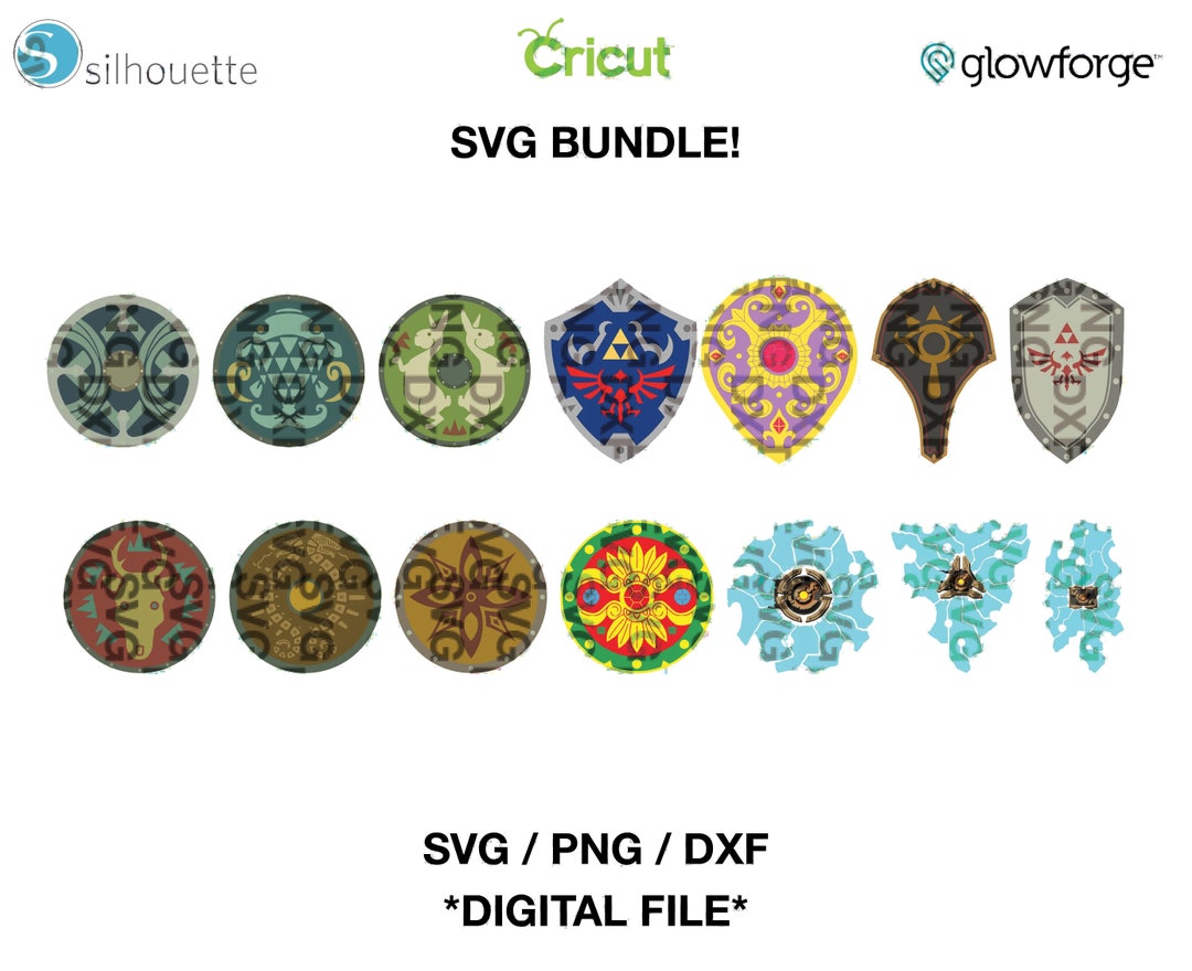 Design Bundle - 14 Shield Designs From the Legend of Zelda - SVG - PNG ...