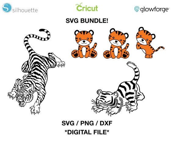 Tiger Design Bundle SVG PNG DXF Layered by Color for | Etsy