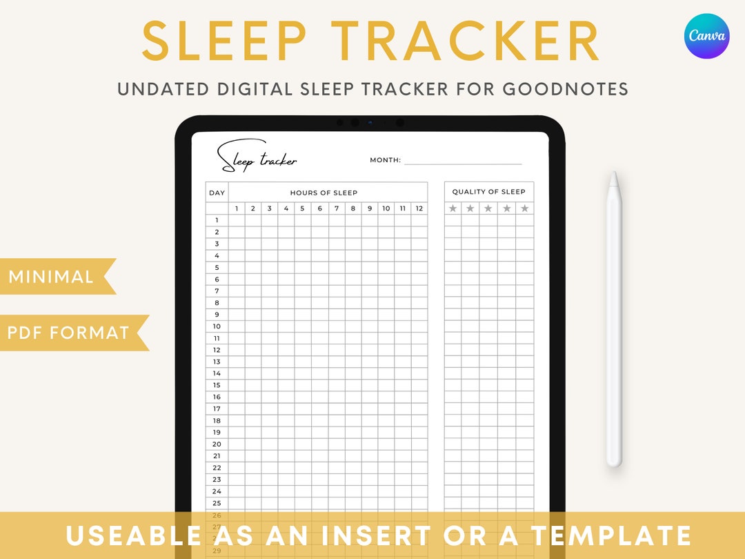 Sleep Tracker Goodnotes Template Undated Sleep Tracker Digital Sleep ...