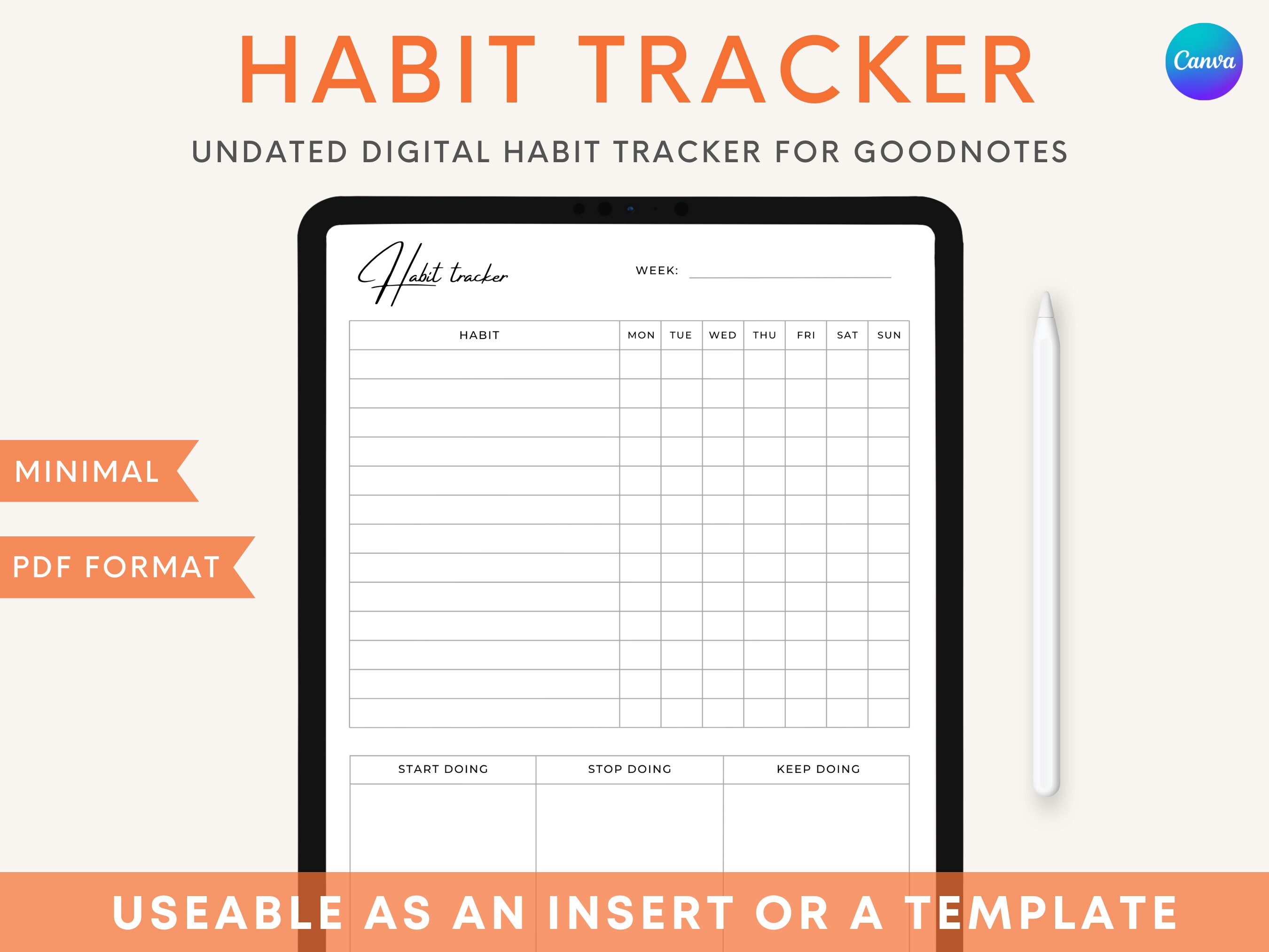 Habit Tracker Goodnotes Template Undated Habit Tracker Digital Habit ...