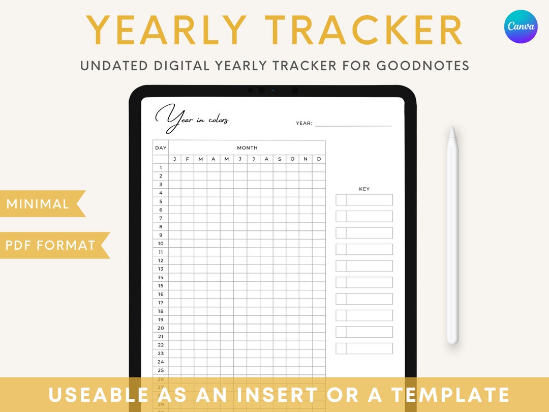 Yearly Tracker Goodnotes Template Undated Yearly Tracker Digital Yearly ...