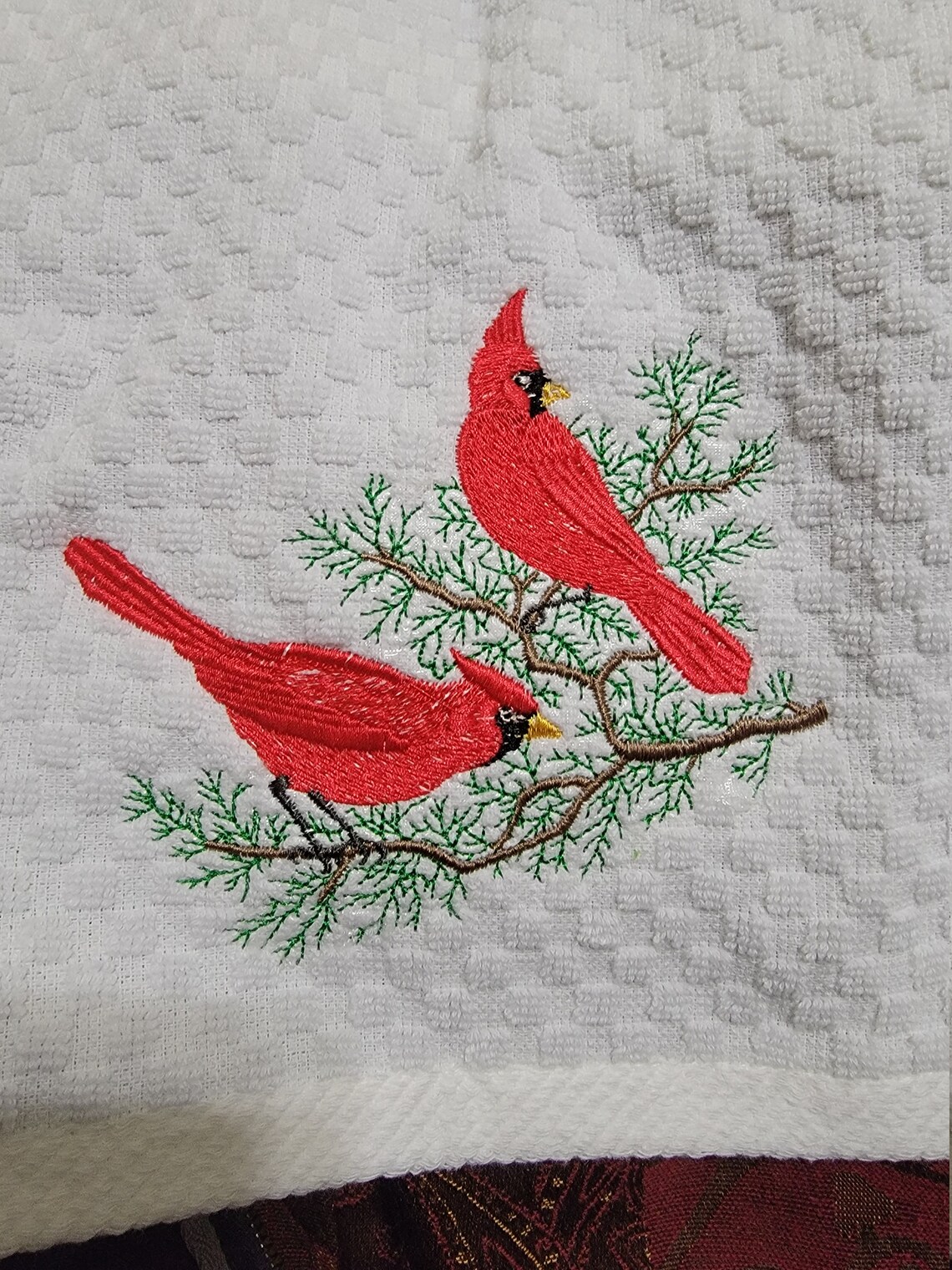 Cardinal Towel Set With Monogram Topper - Etsy