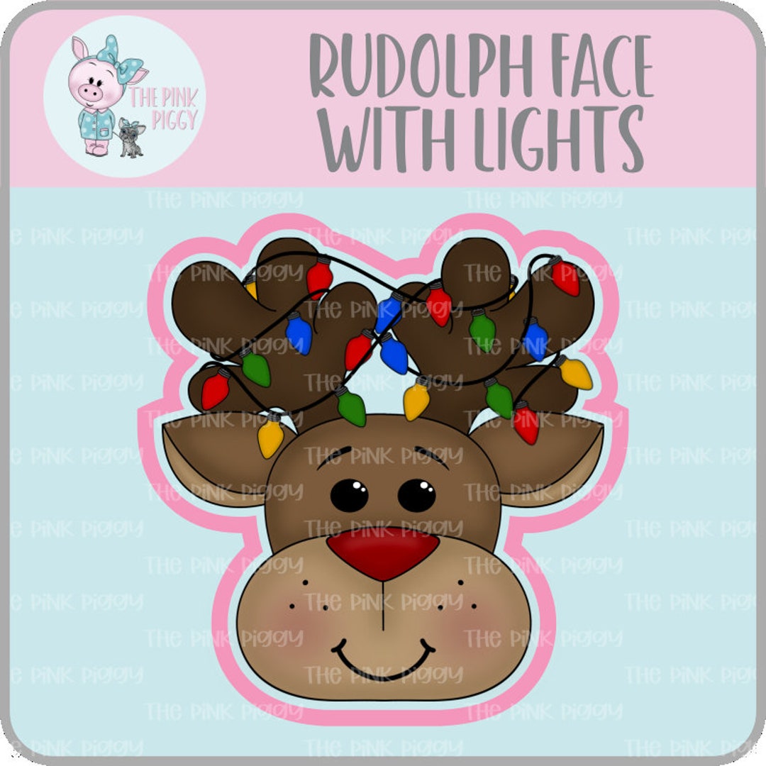 Rudolph Face With Lights Cookie Cutter - Etsy