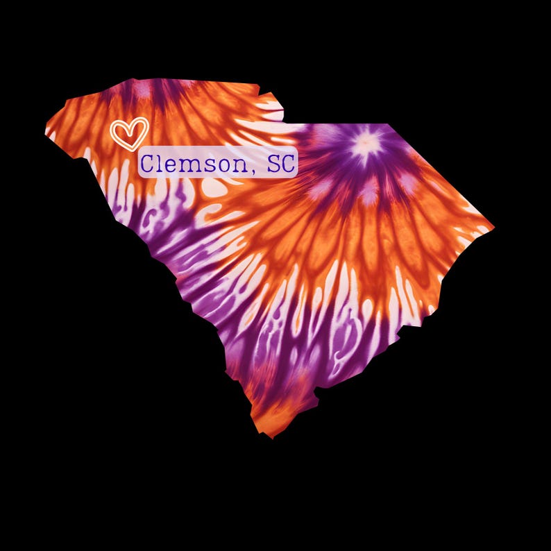 Clemson, SC, Orange and Purple South Carolina State Sticker - Etsy