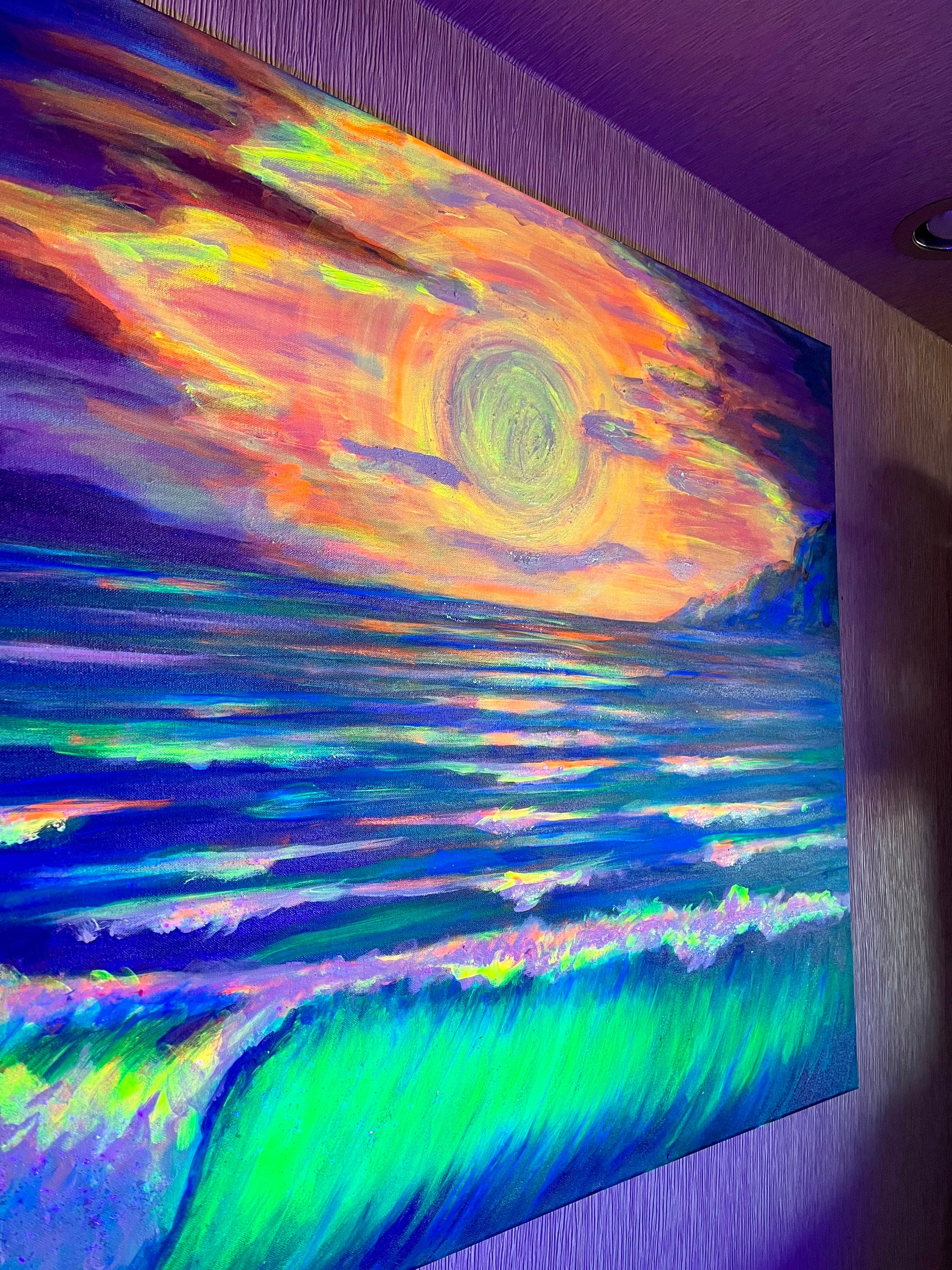 Neon Sunrise (original Art, Blacklight Art, Acrylic on Canvas, Fine Art ...