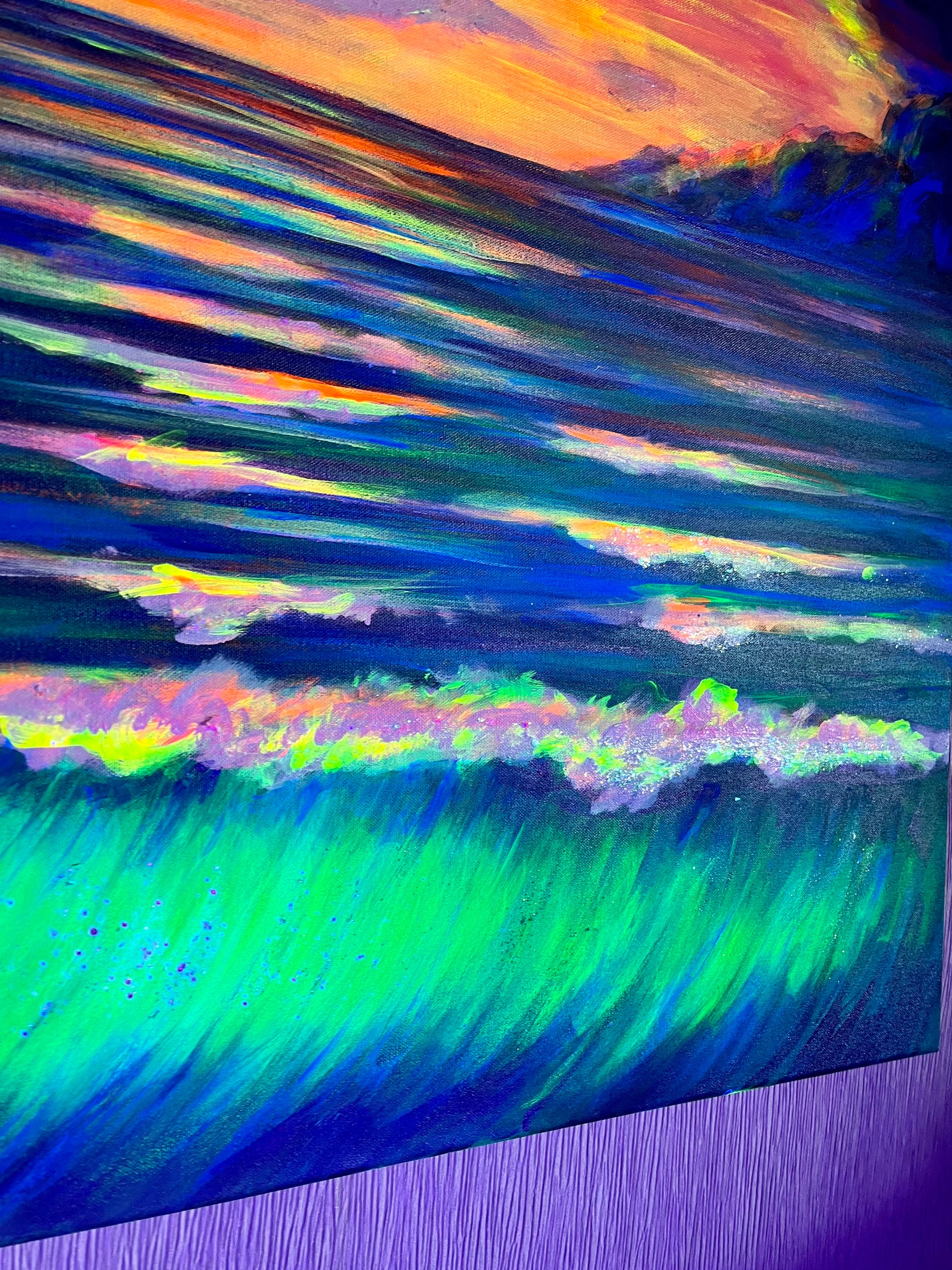 Neon Sunrise (original Art, Blacklight Art, Acrylic on Canvas, Fine Art ...