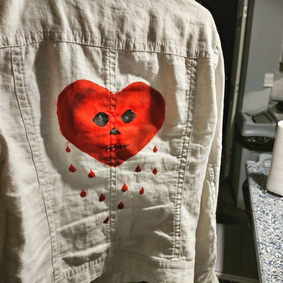 Voodoo Heart Jacket Hand Painted Upcycled Jacket Spooky Gothic Emo ...