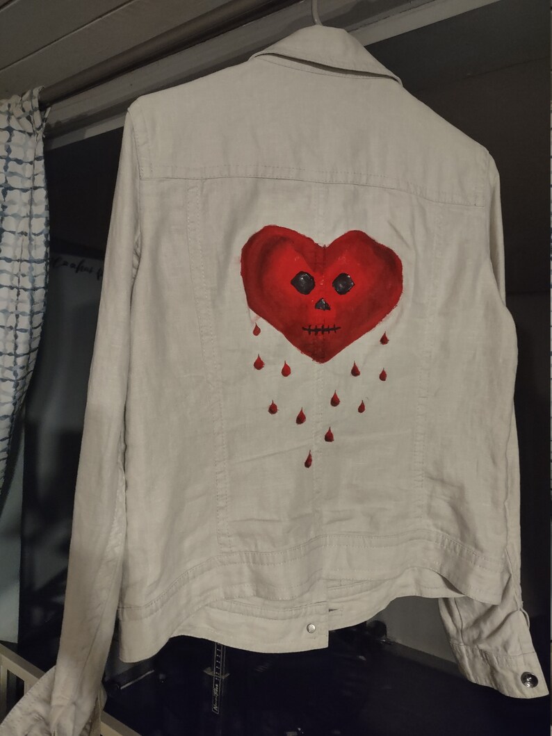 Voodoo Heart Jacket Hand Painted Upcycled Jacket Spooky Gothic - Etsy
