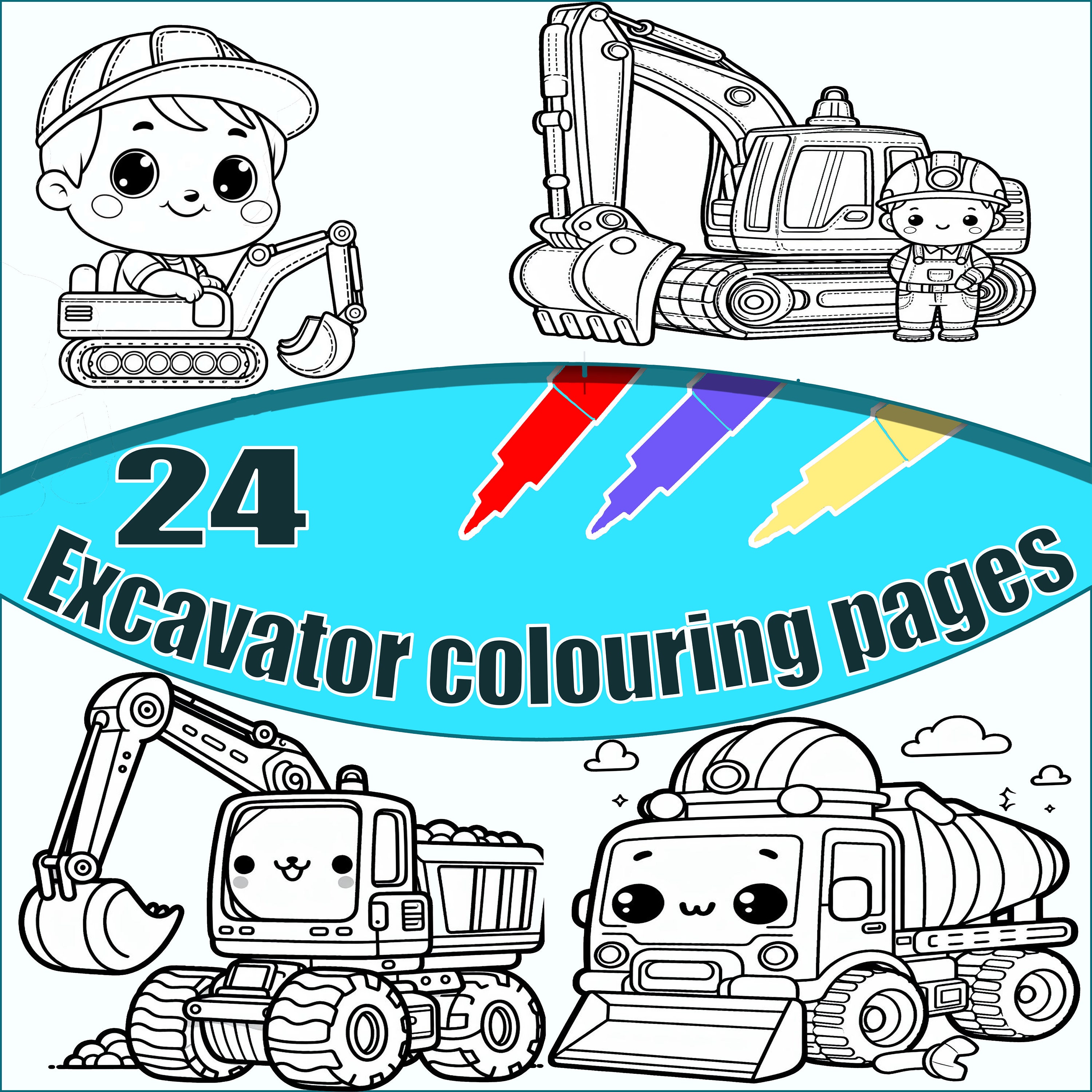 Excavator Coloring Page For Kids