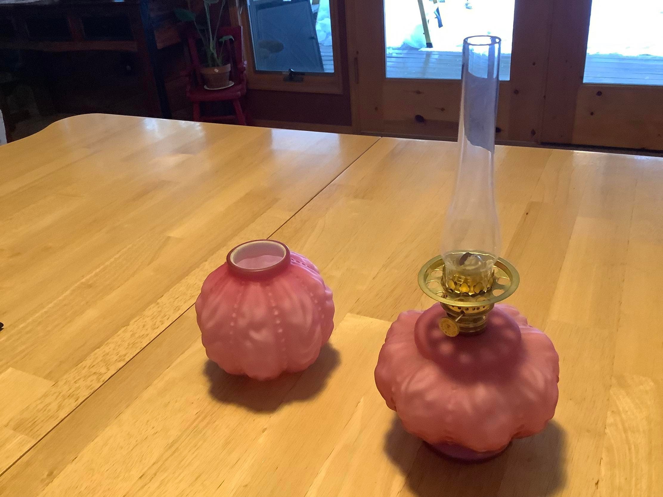 Miniature Antique Pink Cased Glass Oil Lamp, Mint - Etsy