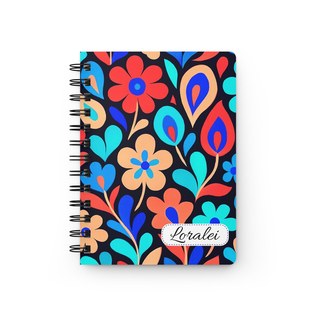 Personalized Elegant Floral Spiral Notebook Journal, Custom Unique ...