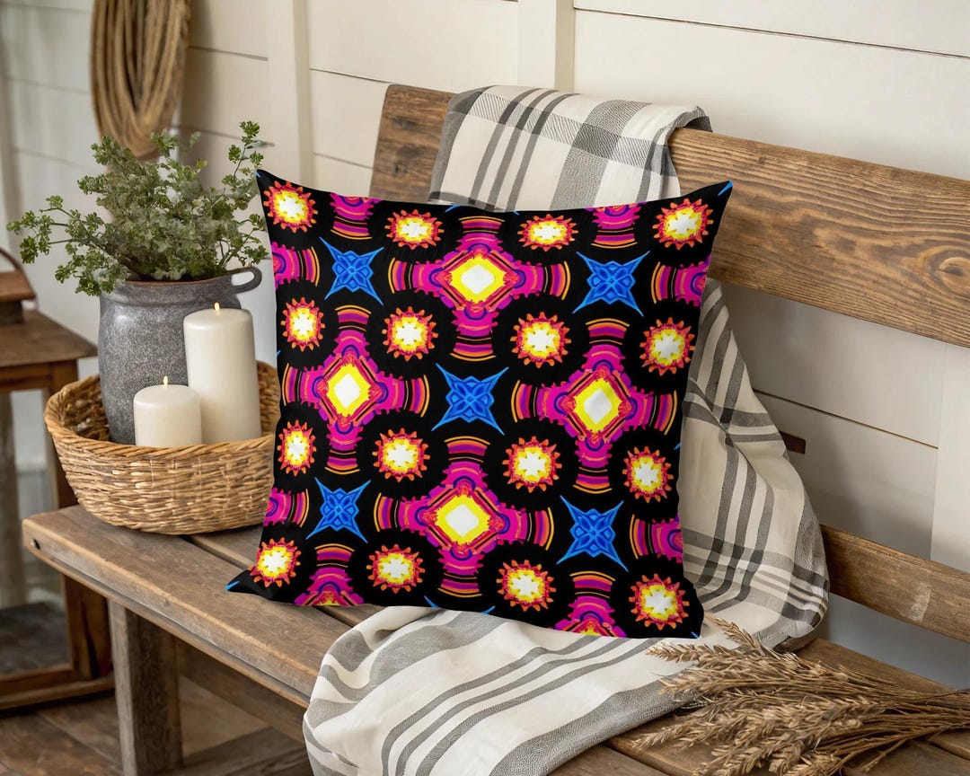 Elegant Chic Square Polyester Canvas Pillowcase, Festive African Kente ...