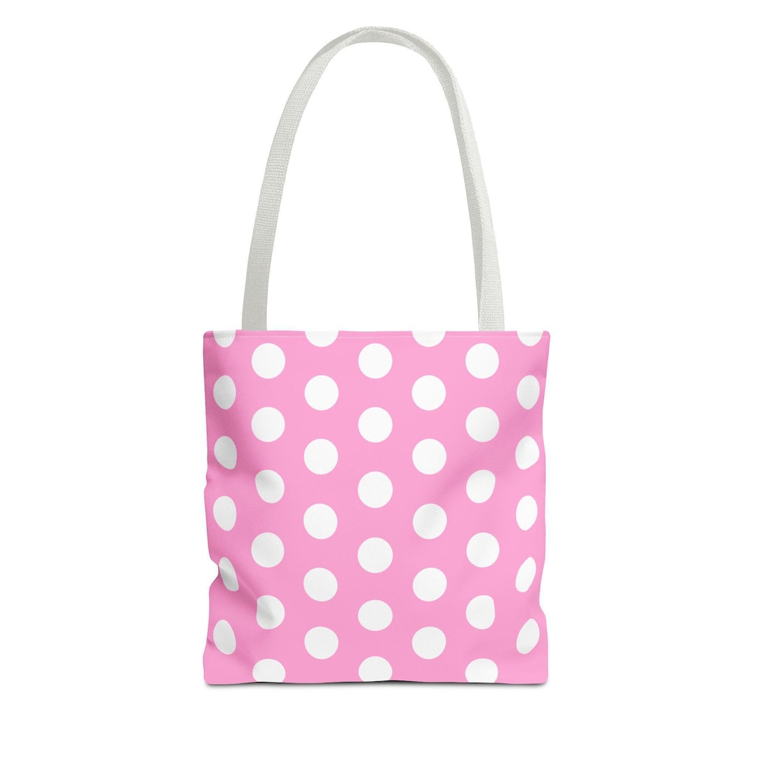 Pink Polka Dot AOP Tote Bag, Fun Whimsical Design, Great for Teachers ...