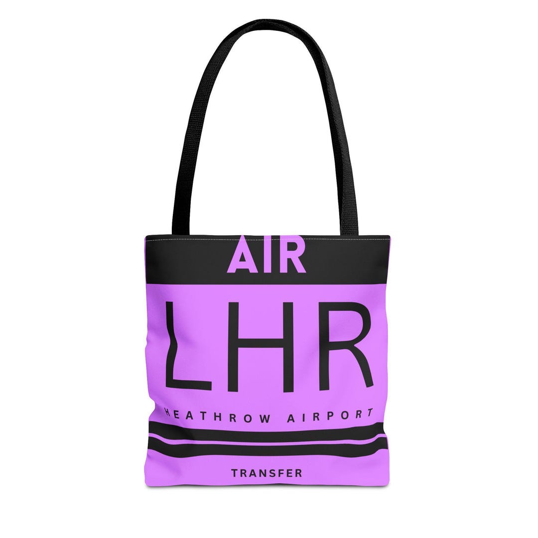 London Heathrow Airport Code LHR Design AOP Tote Bag, Travel Souvenir ...