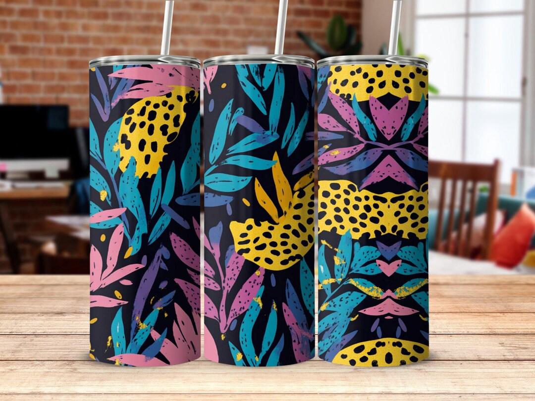 Leopard Print Tumbler, Colorful Leopard Tumbler, 20oz Skinny Tumbler ...
