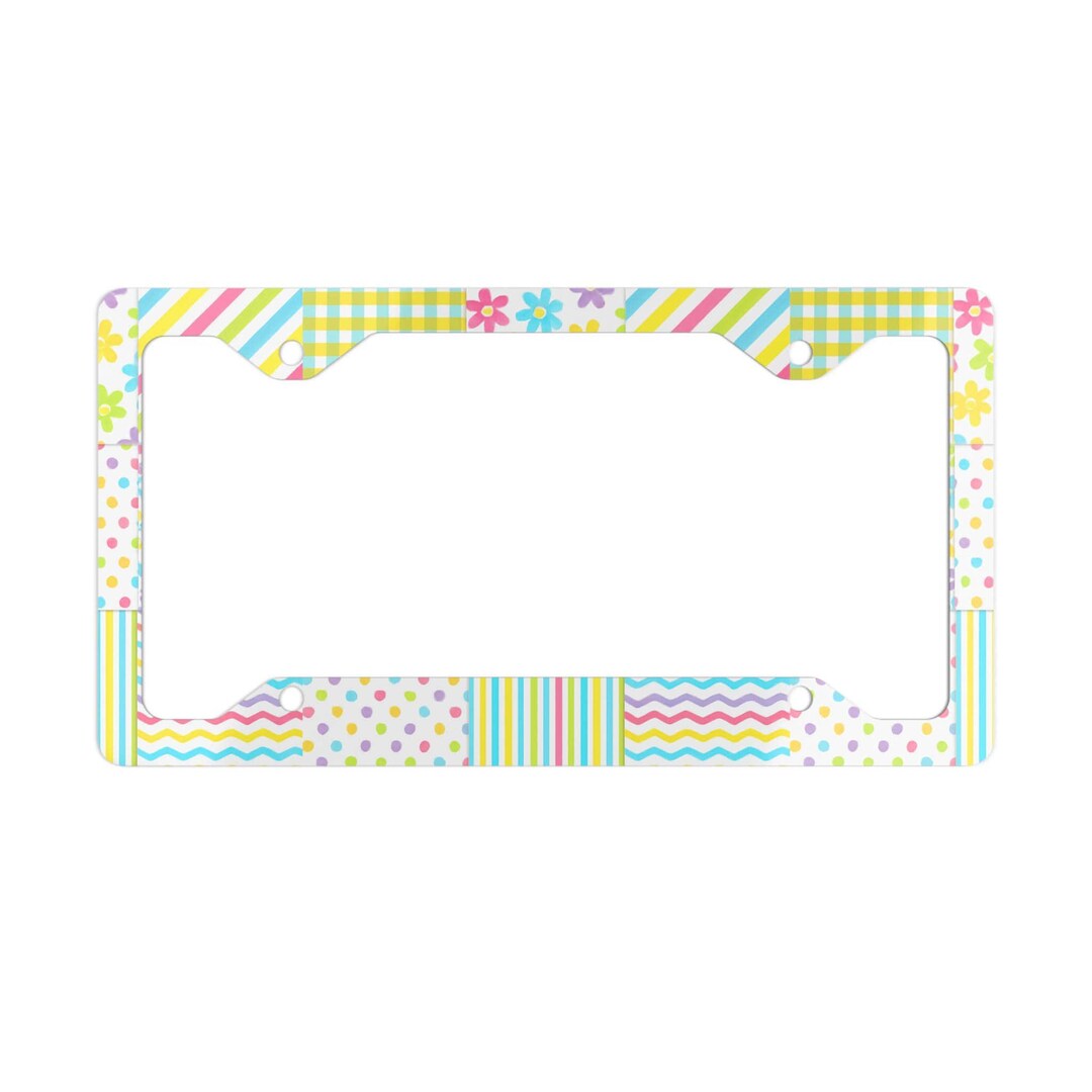 Elegant Patchwork Quilt Inspired Unique Metal License Plate Frame With ...