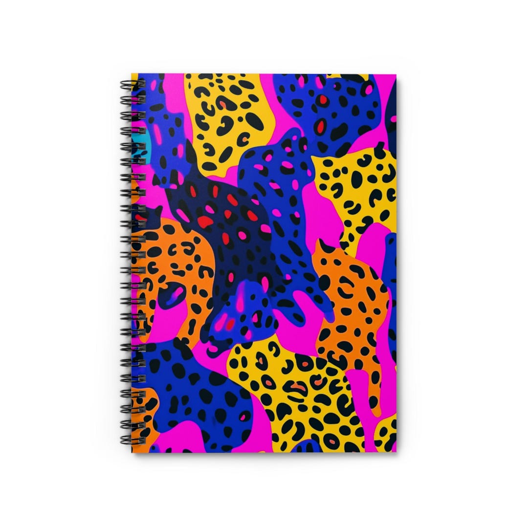 Bright Colorful Leopard Print Spiral Notebook, Unique Spiral Notebook ...